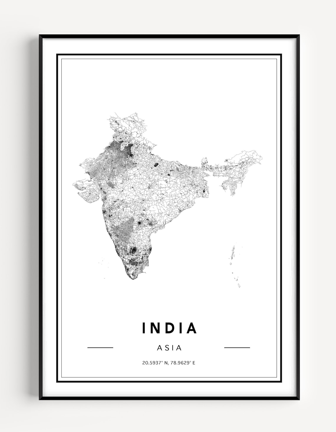 India Road Map Print India Map Poster India Map Wall Art - Etsy Canada