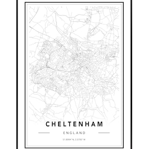 CHELTENHAM Map Print, Cheltenham Map Poster, Cheltenham Map Wall Art ...