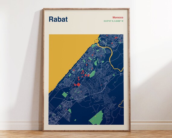Rabat Morocco Map Print Rabat Map Poster Rabat City Map | Etsy