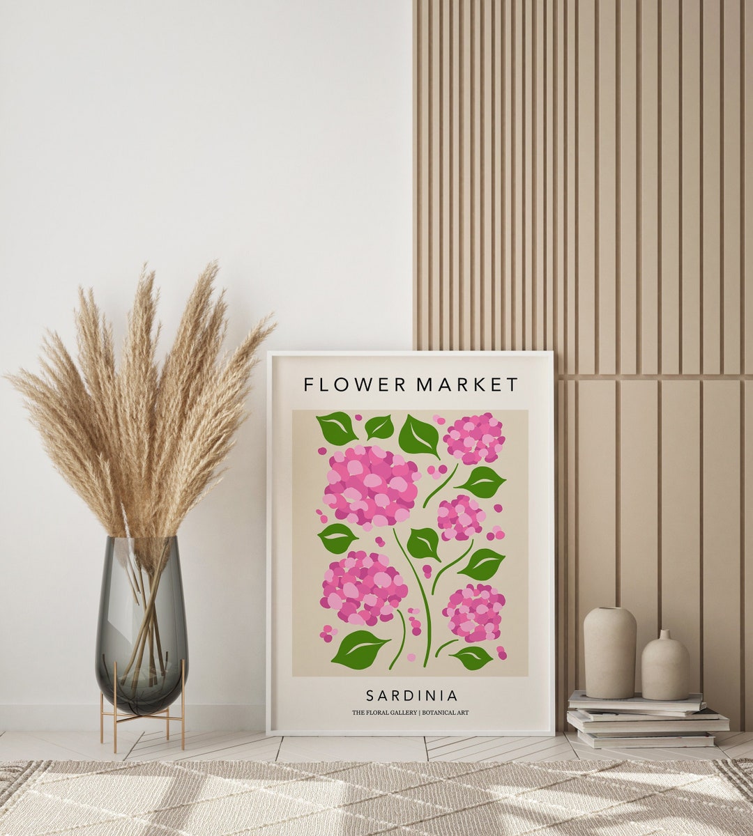 Sardinia Flower Market Art Print: Pink Floral Boho Poster - Etsy