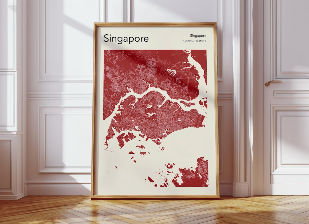 Singapore Map Poster, MORE COLOURS, Singapore Map Print, Colour ...