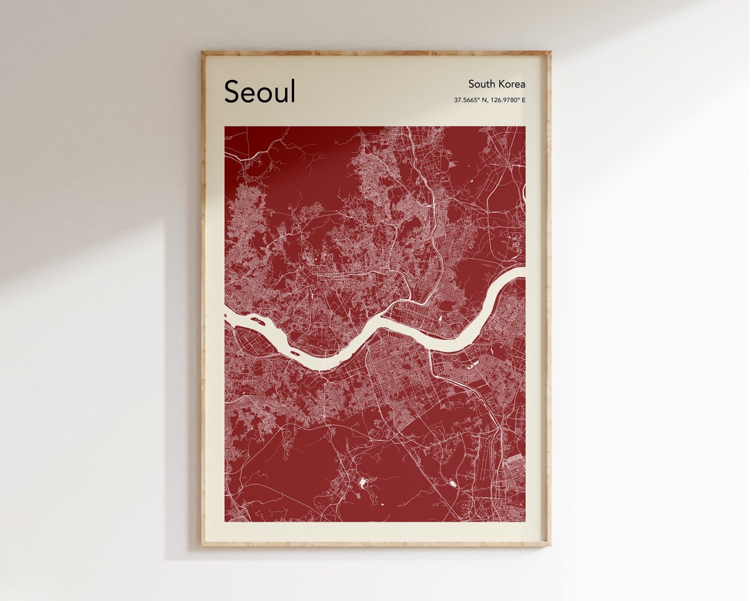 Seoul Map Poster, MORE COLOURS, Seoul Map Print, Map of Seoul, Seoul ...