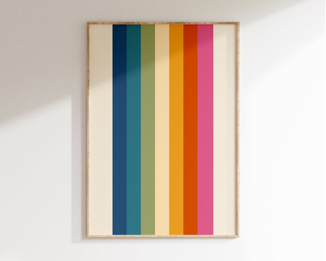 Retro Rainbow Stripes Art Print: 70s Groovy Poster - Etsy