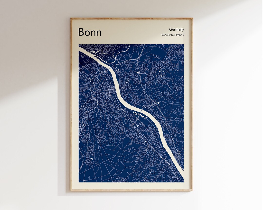BONN Map Poster, MORE COLOURS, Bonn Map Print, Colour Bonn Germany City ...
