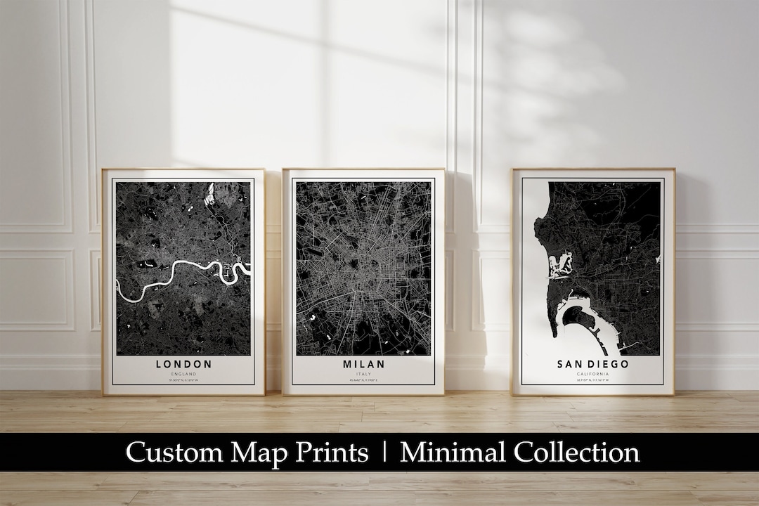 Custom Map Print, Custom Map Poster, Any Location City Map, Map Wall ...