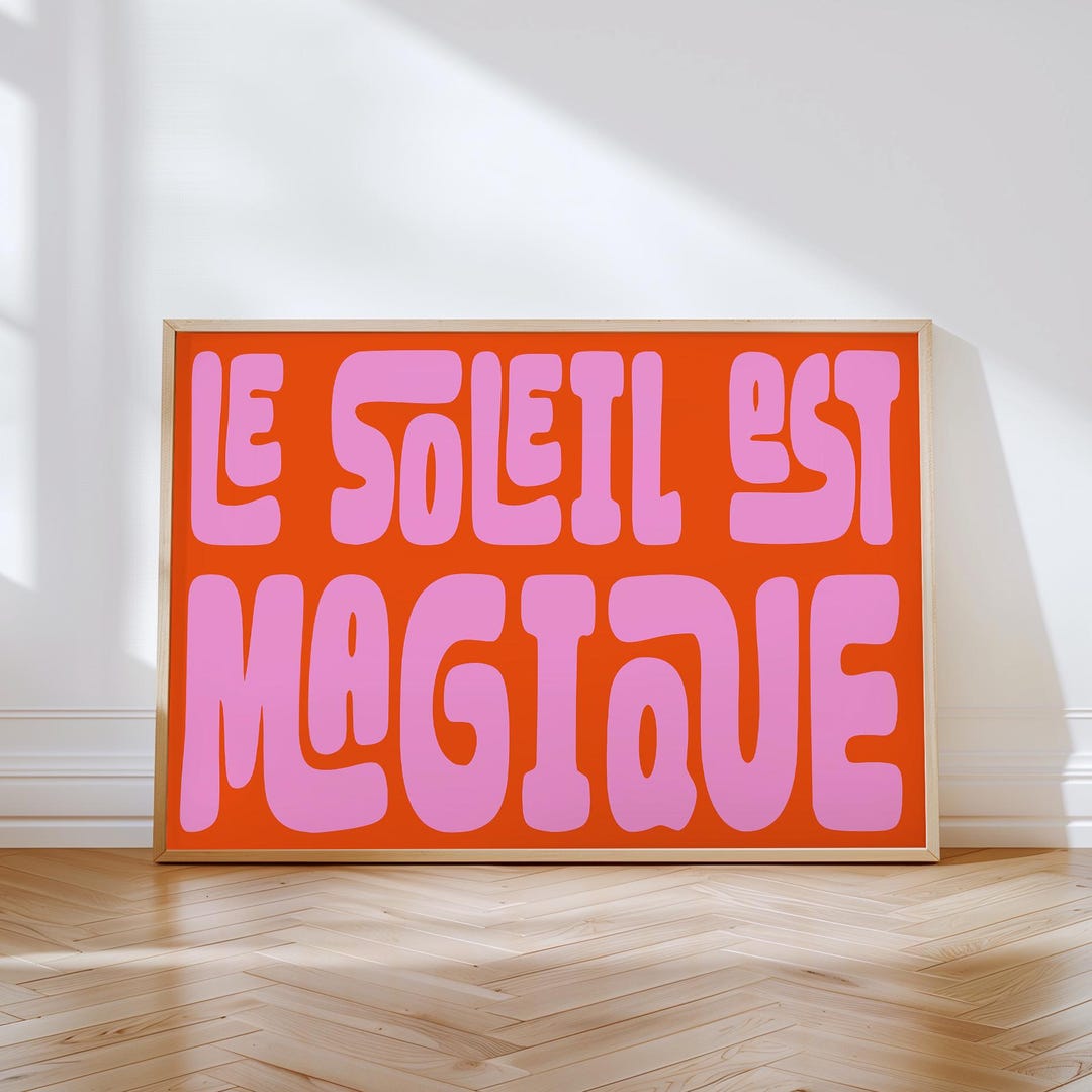 Le Soleil Typography Print, MORE COLOURS, Summer Boho Print, Retro ...