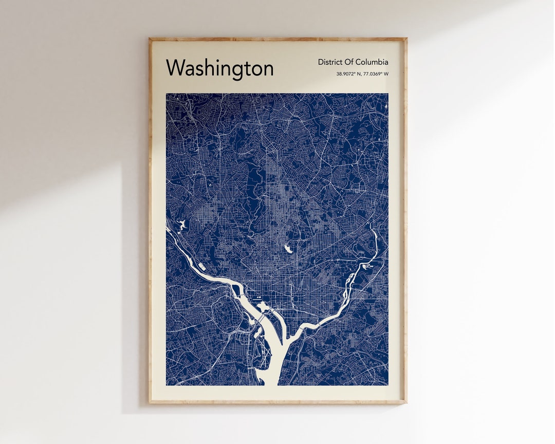 Washington DC Map Poster, MORE COLOURS, Washington Map Print, Map of ...