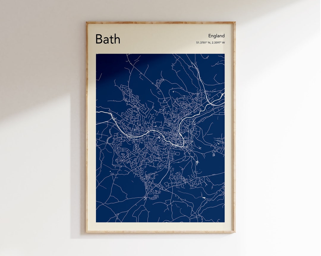 BATH Map Poster, MORE COLOURS, Bath England Map Print, Colour Bath Map ...