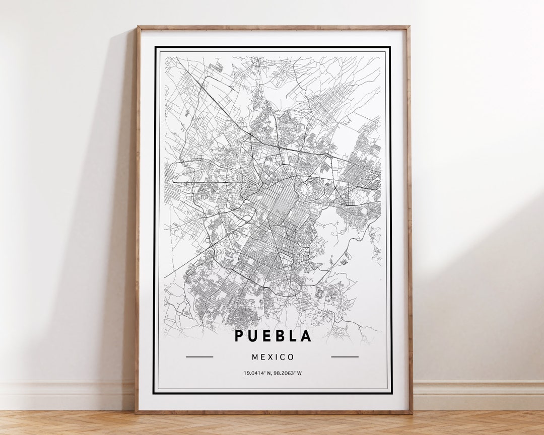 Póster del mapa de Puebla México Mapa de la ciudad de Puebla - Etsy México
