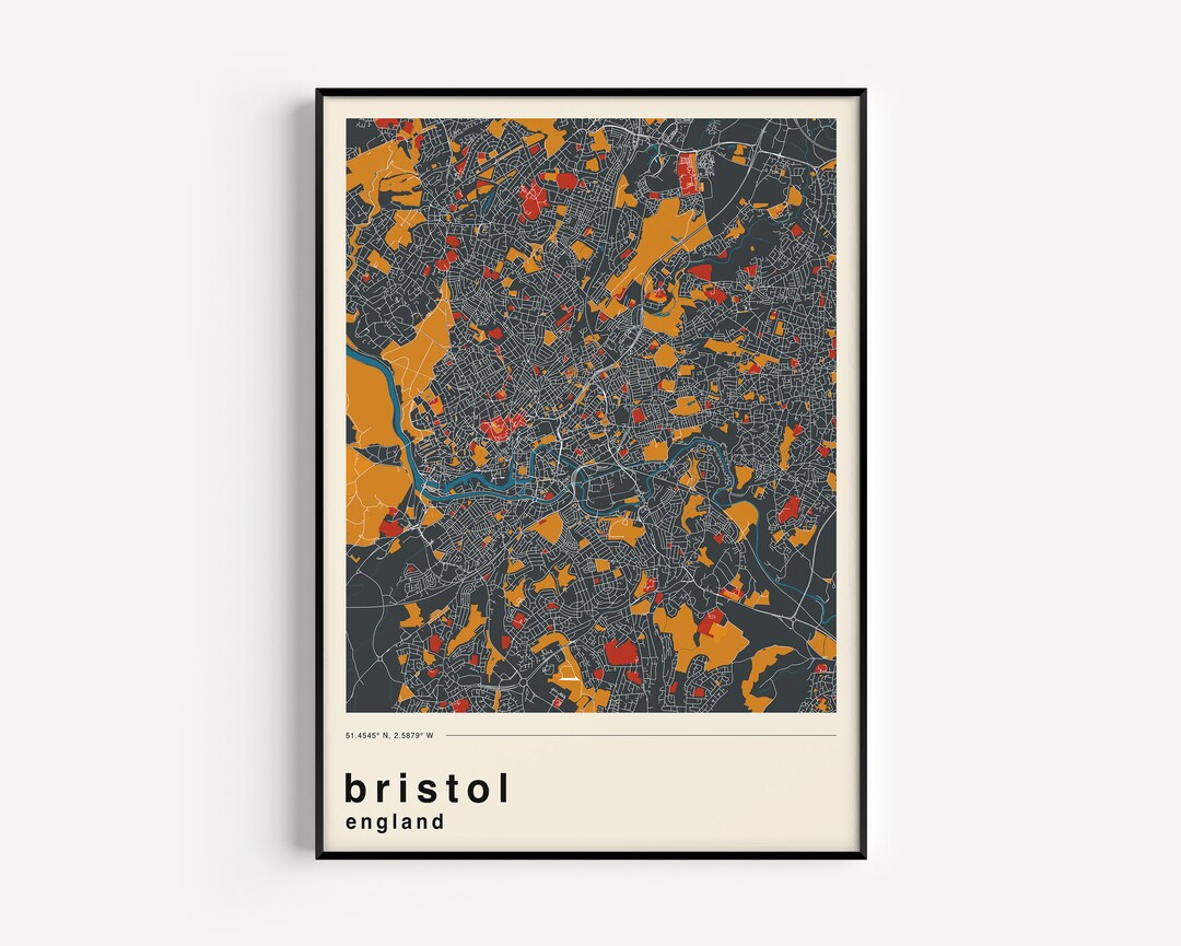 Bristol Map Print, Colourful Bristol Map Poster, Colour Bristol City ...