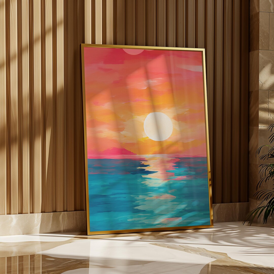 Abstract Sunset Painting DOWNLOAD Print, Modern Sunset Painting Wall ...