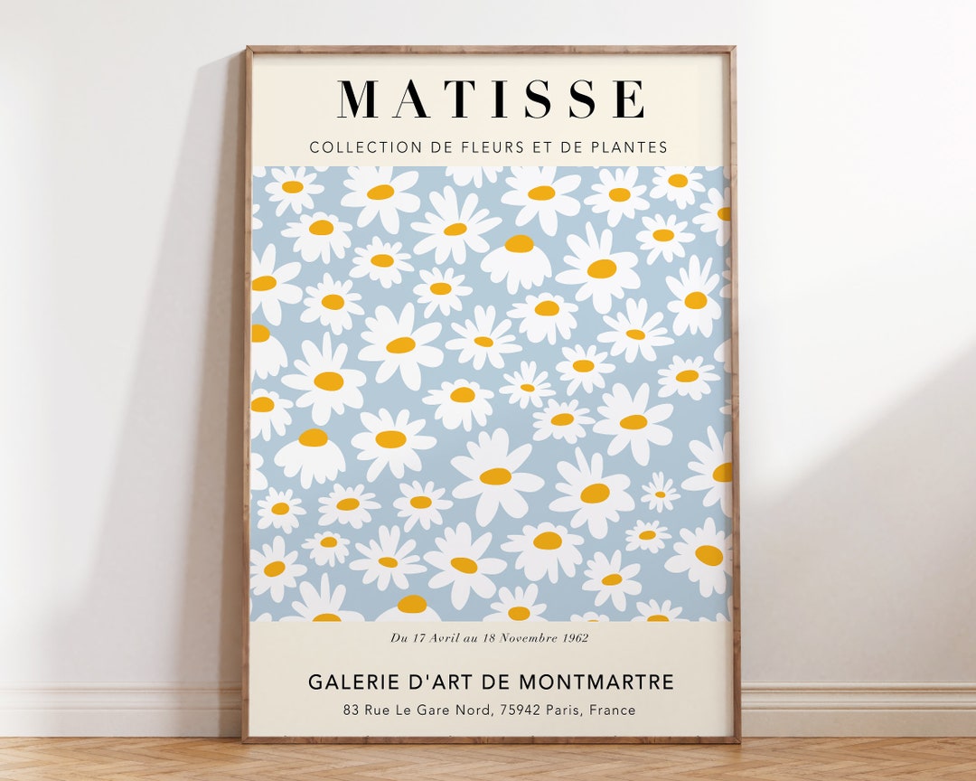 Blue Pastel Matisse Exhibition Poster, Pastel Daisies Flower Market ...