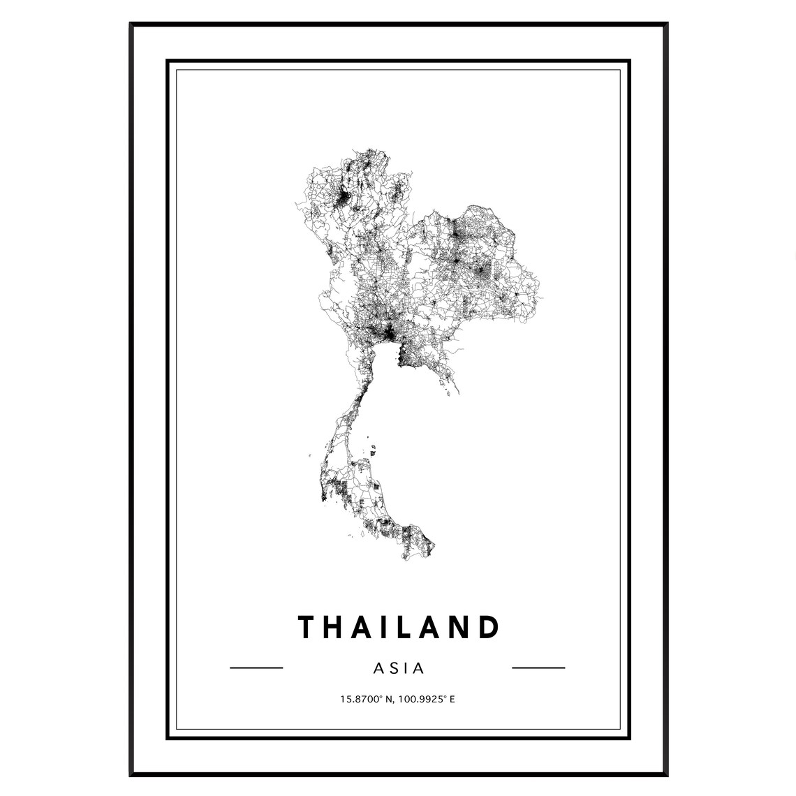 Thailand Map Print Thailand Map Poster Thailand Map Wall - Etsy