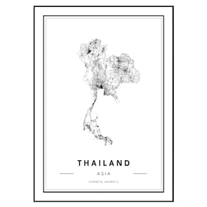 Thailand Map Print, Thailand Map Poster, Thailand Map Wall Art ...