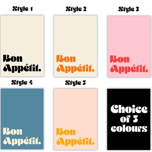Choice of Colours, Bon Appetit Poster, Kitchen Wall Art, Bon Appetit ...