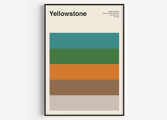 Yellowstone Colour Palette Poster Mid Century Travel Poster - Etsy