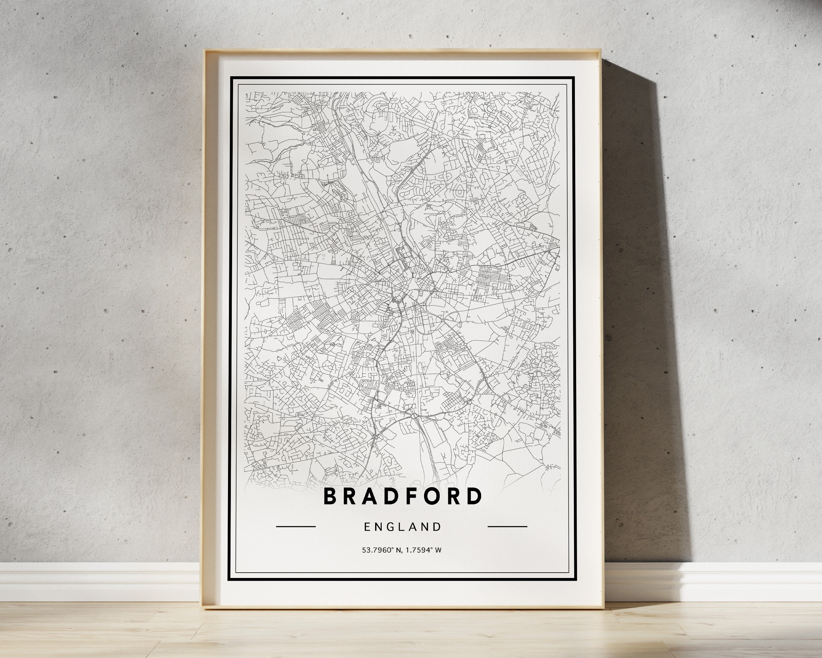Bradford Map Print Bradford Map Poster Bradford Map Wall | Etsy UK