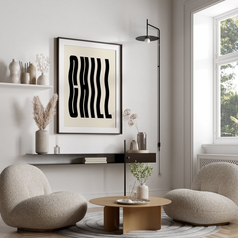 Chill Poster, Modernist Wall Art, Chill Quote Poster, Preppy Aesthetic ...