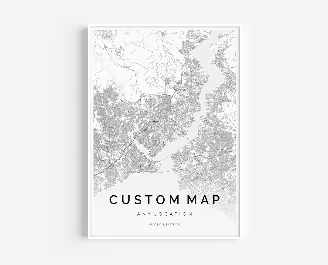 CUSTOM City Map Print, Any City, Minimal Map Poster, Any Location Map ...