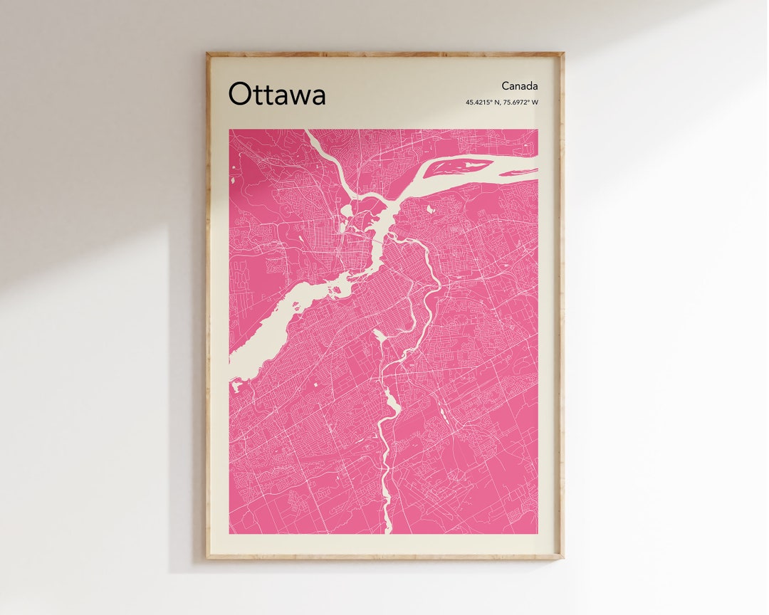 Ottawa City Map Print, MORE COLOURS, Ottawa Canada Map Poster, Map of ...