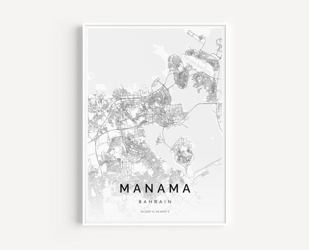 Minimal Manama Bahrain City Map Print, Manama Map Poster, Manama Map ...