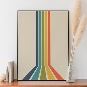 1970s Retro Rainbow Stripes Poster, Geometric 70's Aesthetic Art Print ...