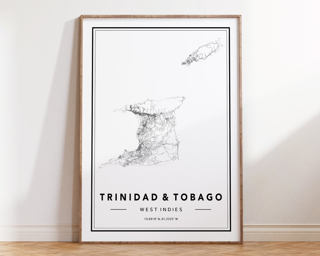 Trinidad and Tobago Map Print, Trinidad Map Poster, Tobago Map Wall Art ...