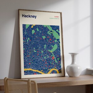Hackney Map Print, Hackney Map Poster, Hackney London Map Wall Art, Map ...