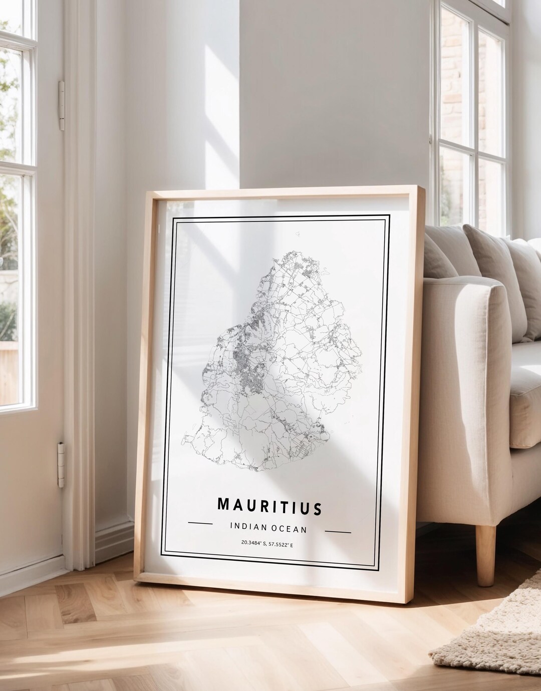 Mauritius Map Art Print: Minimalist Island Map Poster - Etsy