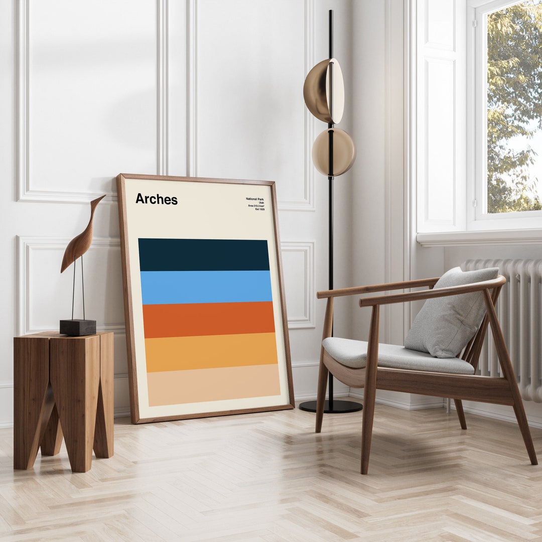 Arches Colour Palette Poster, Mid Century Travel Poster, Arches Utah ...