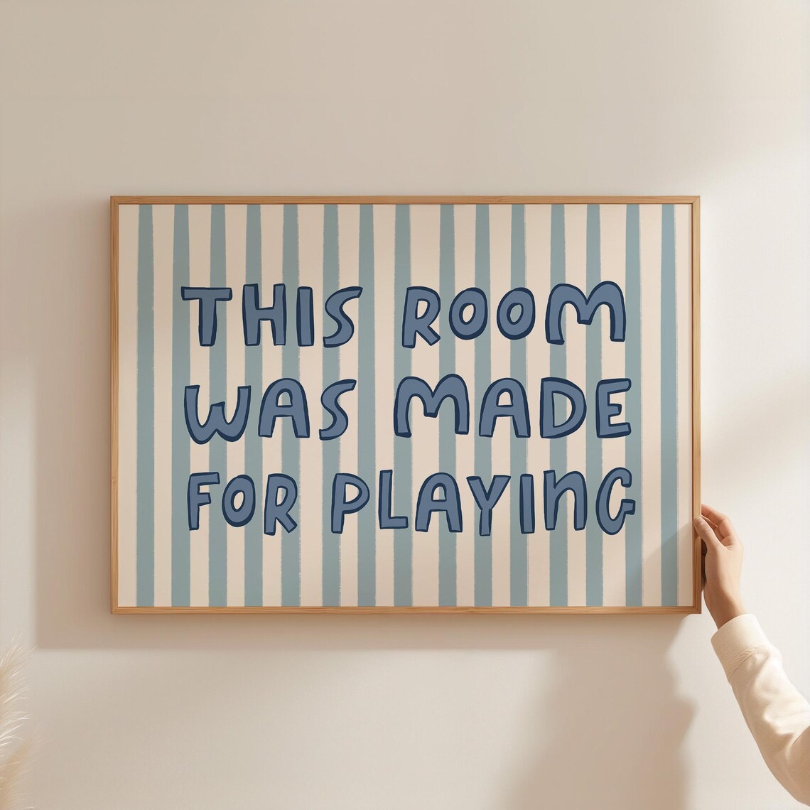 Horizontal Playroom Quote Print: Blue Stripes Kids Wall Art (digital ...
