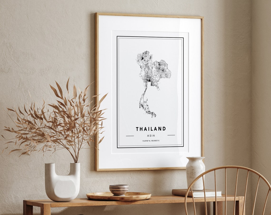 Thailand Map Print Thailand Map Poster Thailand Map Wall - Etsy