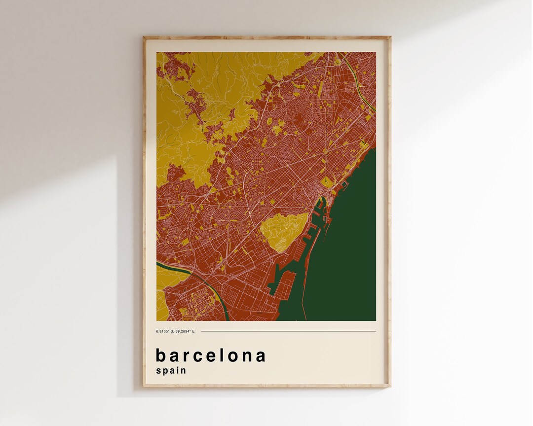 Barcelona City Map, Colour Barcelona Spain Map Poster, Barcelona Map ...