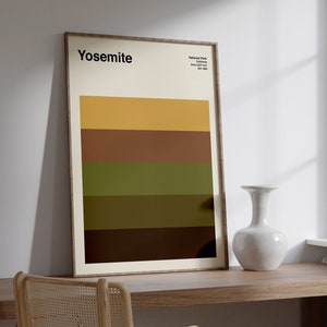 Yosemite National Park Print: Mid-century Color Palette Travel Poster ...