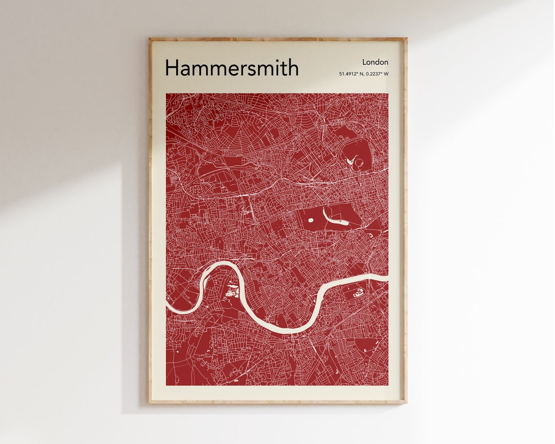 Hammersmith Map Print, MORE COLOURS, Hammersmith Map Poster, Colour ...