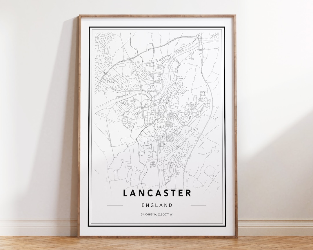 Lancaster England Map Poster, Lancaster City Map, Map of Lancaster ...