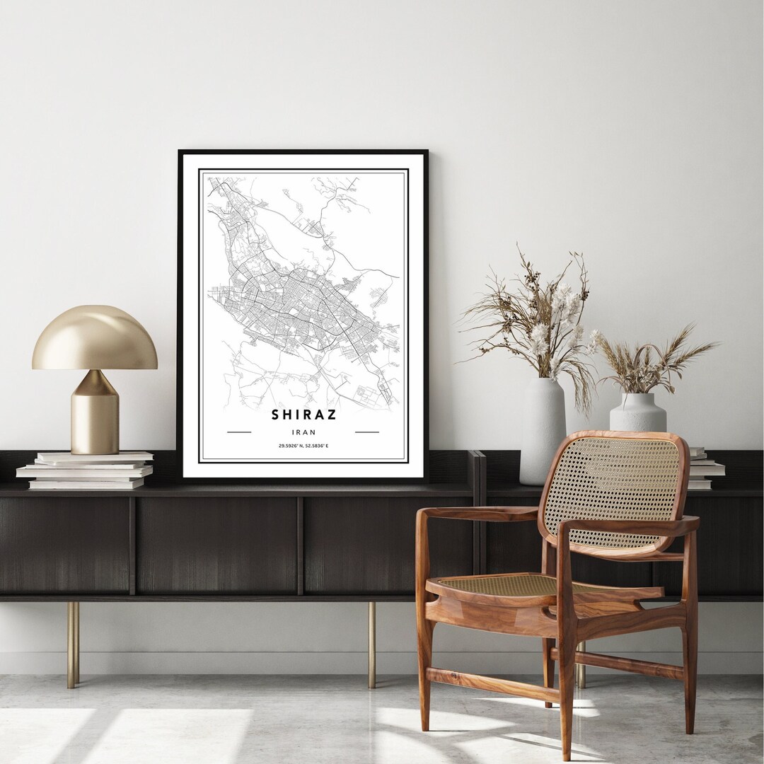 Shiraz Turkey Map Print, Shiraz Map Poster, Shiraz Map Wall Art, Map of ...
