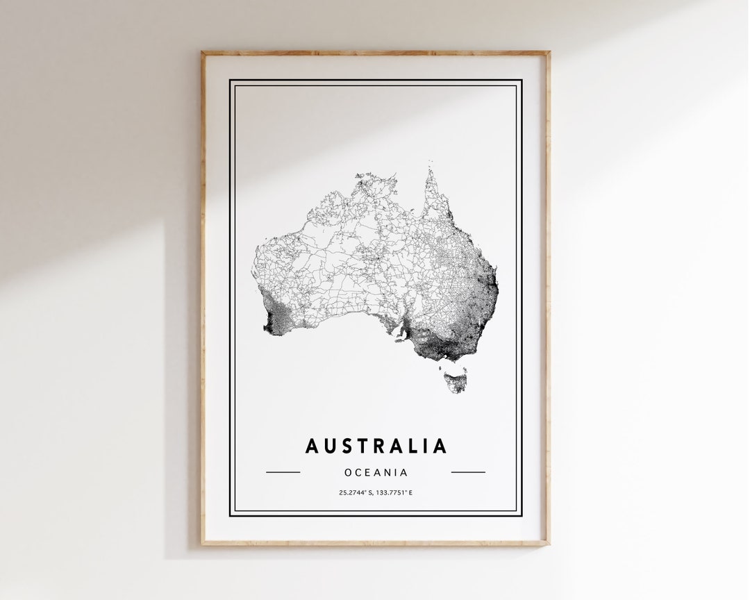 Australia Map Print, Australia Map Poster, Australia Map Wall Art ...