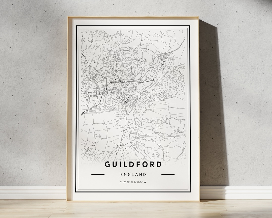Guildford Map Print, Guildford Map Poster, Guildford Map Wall Art ...