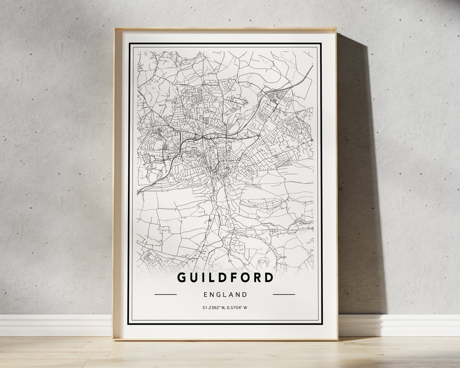 Guildford Map Print Guildford Map Poster Guildford Map Wall - Etsy