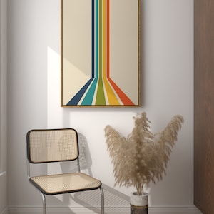 1970s Retro Rainbow Stripes Poster, Geometric 70's Aesthetic Art Print ...