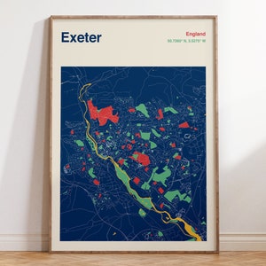 Exeter Map Print, Exeter Map Poster, Exeter Map Wall Art, Exeter Street ...