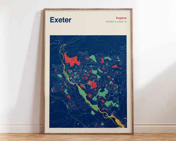 Exeter Map Print Exeter Map Poster Exeter Map Wall Art | Etsy