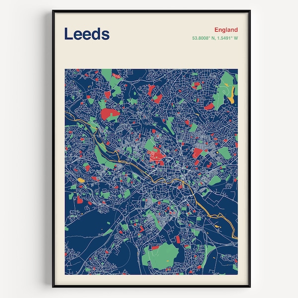 Leeds Map Art - Etsy UK