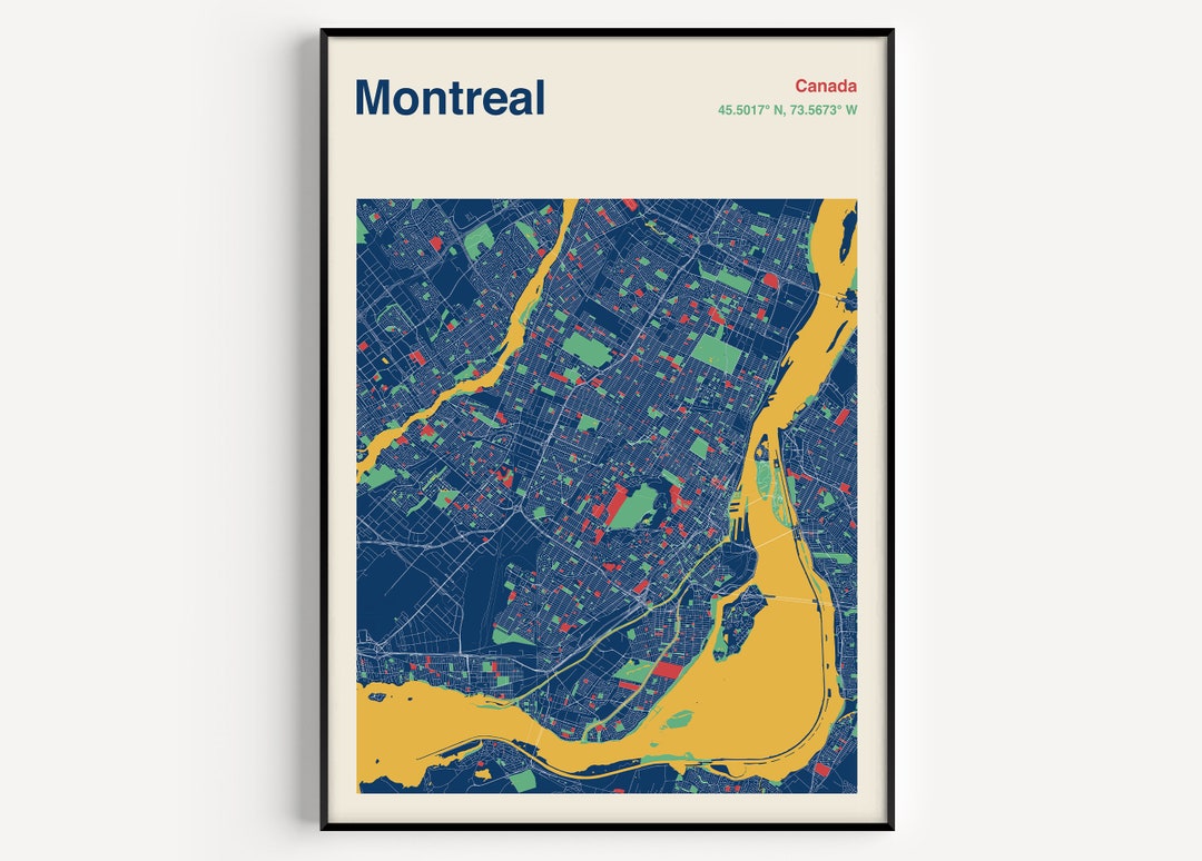 Montreal Map Print, Montreal Map Poster, Map of Montreal Canada ...