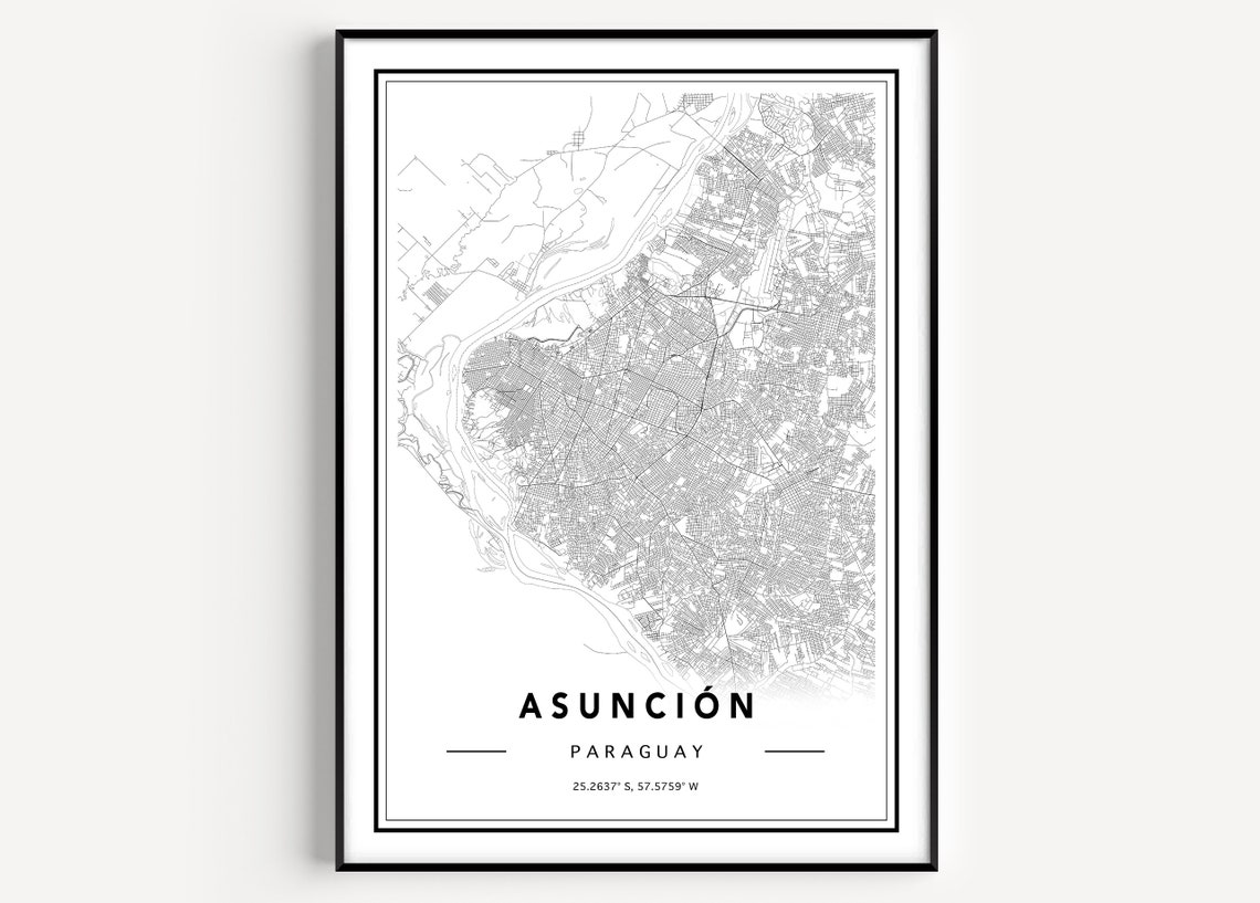 Asuncion Map Print Asuncion Map Poster Asuncion Map Wall - Etsy UK
