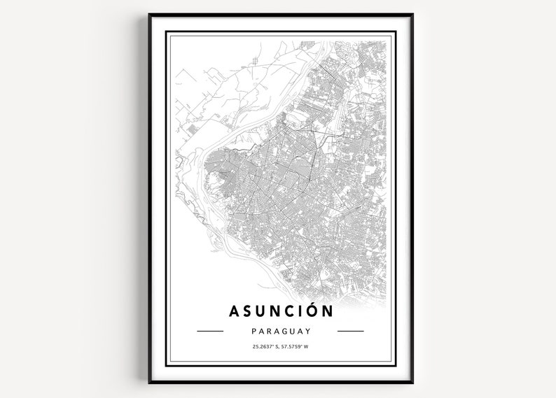 Asuncion Map Print Asuncion Map Poster Asuncion Map Wall - Etsy UK