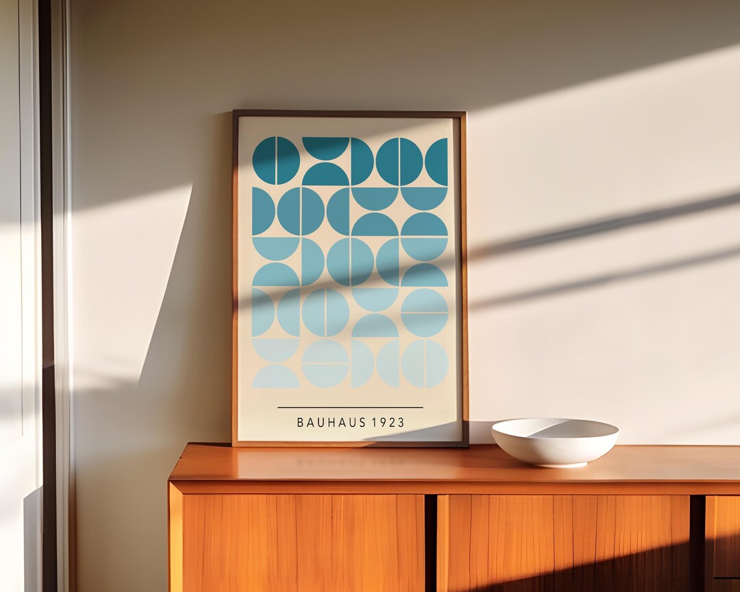 Blue Geometric Bauhaus Digital DOWNLOAD Print, Minimal Bauhaus Print ...