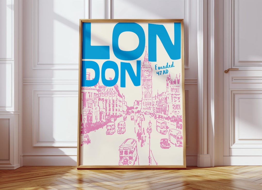 London Travel Poster, Retro London Print, Mid Century Travel Print ...
