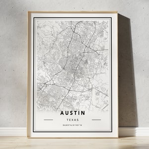 Austin TX Map Print, Austin Map Poster, Austin Map Wall Art, Austin ...